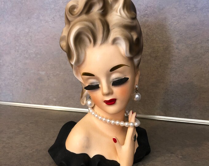 Lady Head Vase With Pearls Inarco E1753 1964 - Etsy