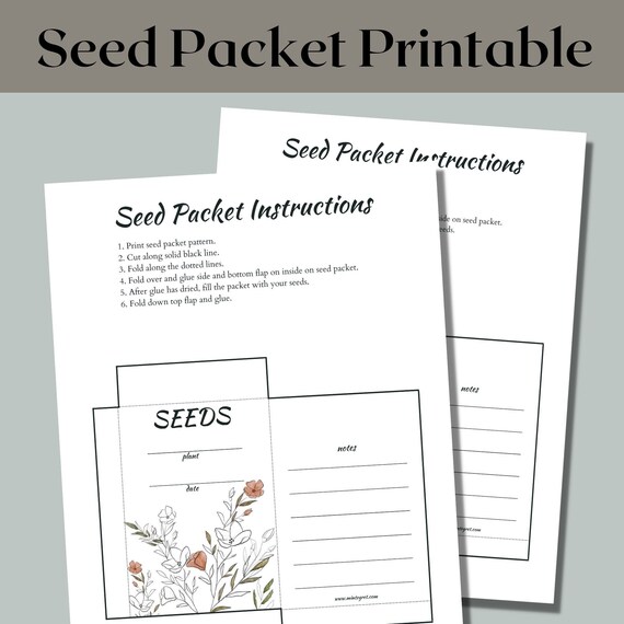 Seed Packet Envelope Printable Digital Download PDF - Etsy