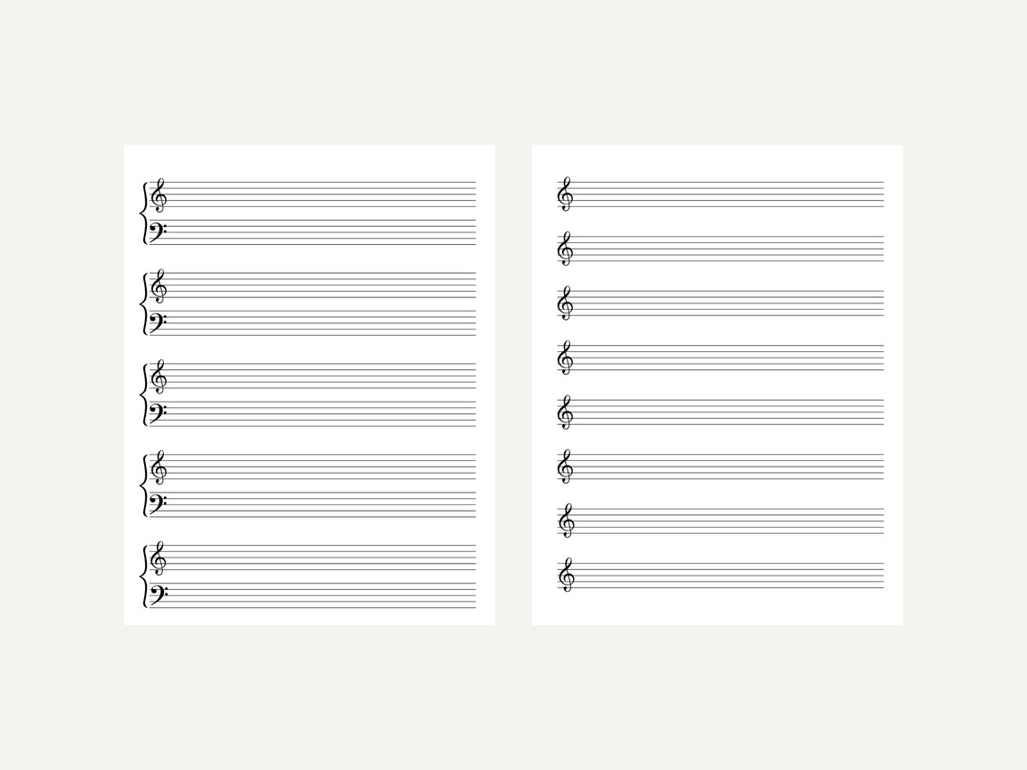 Sheet Music Treble Alto Bass Clef Blank Digital Printable - Etsy