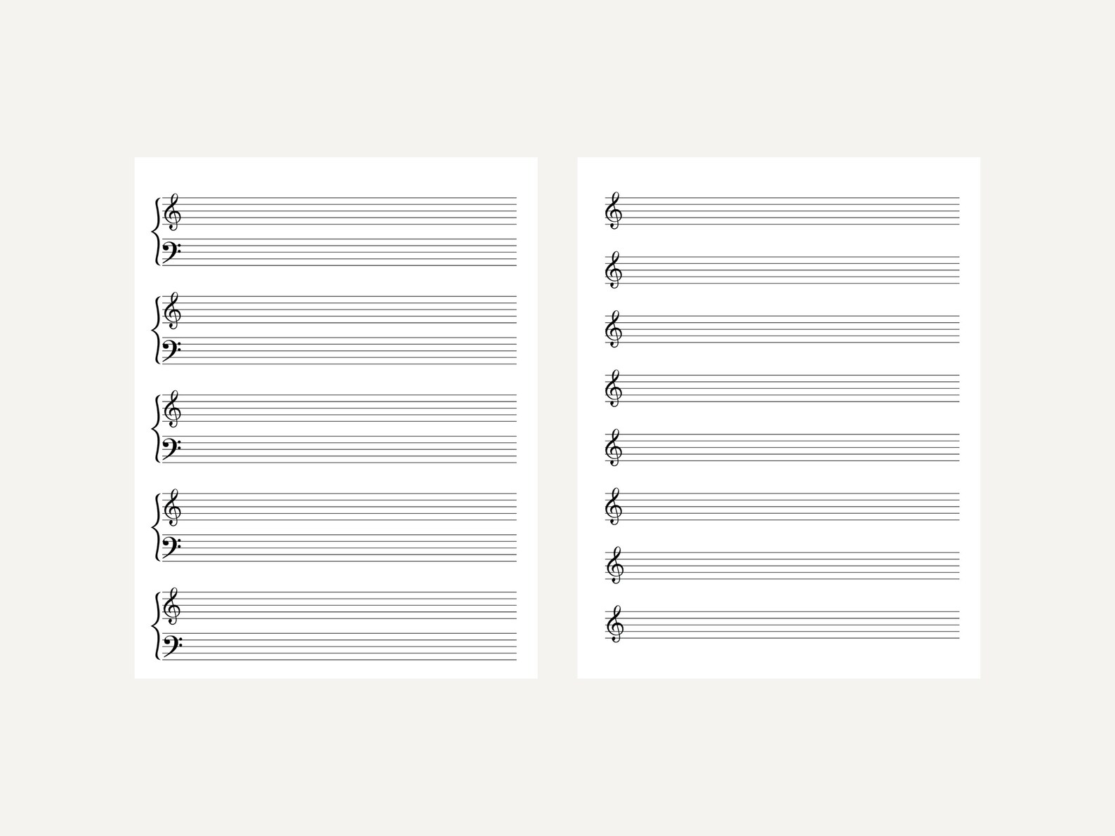 Sheet Music - Treble Alto Bass Clef - Blank Digital Printable ...