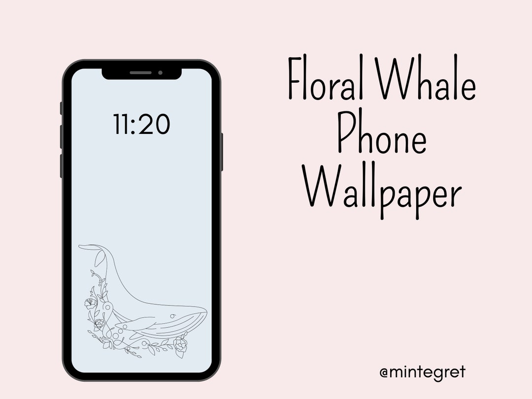 Floral Whale Lineart Phone Lockscreen - Etsy