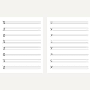 Sheet Music - Treble Alto Bass Clef - Blank Digital Printable ...