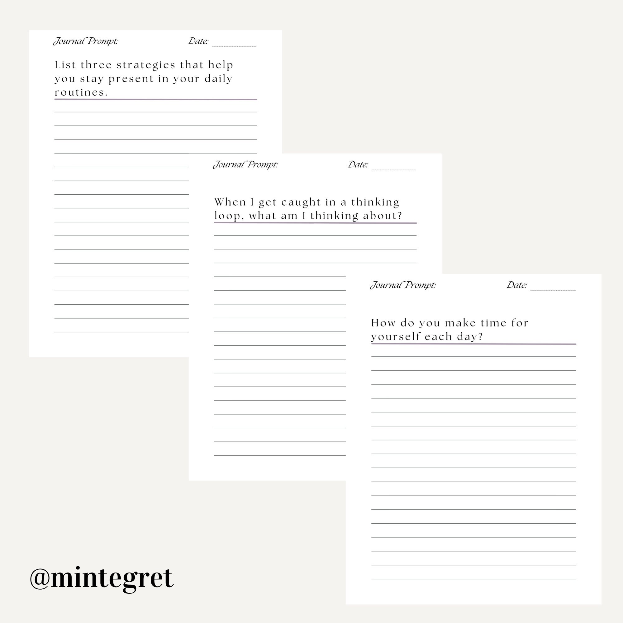 Mental Health Journaling Self Care Writing Prompts Digital Printable - Etsy