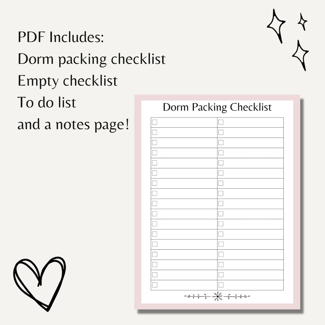 College Packing Checklist - Dorm College Move in List - Digital ...