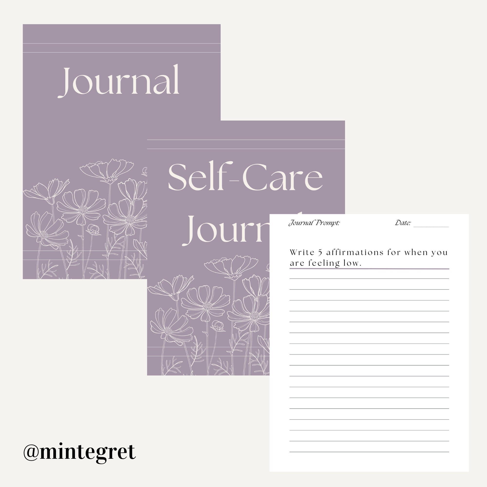 Mental Health Journaling - Self Care Writing Prompts - Digital ...
