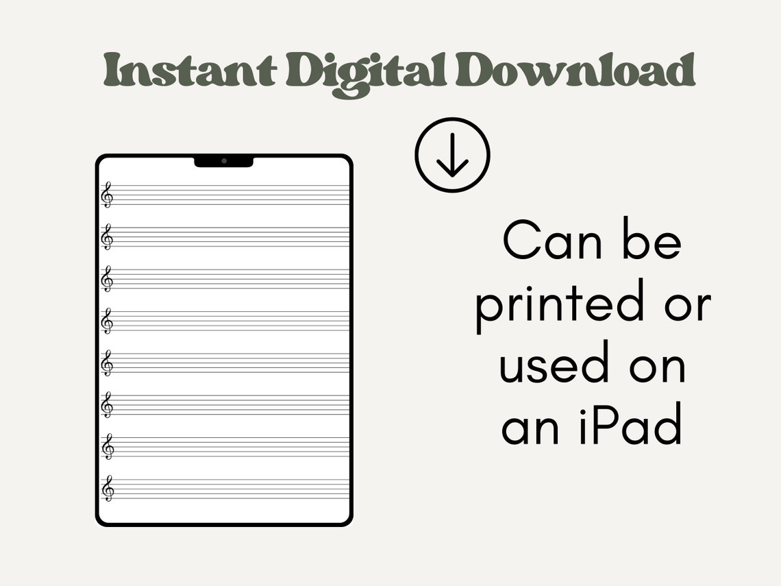 Sheet Music Treble Alto Bass Clef Blank Digital Printable Composition ...