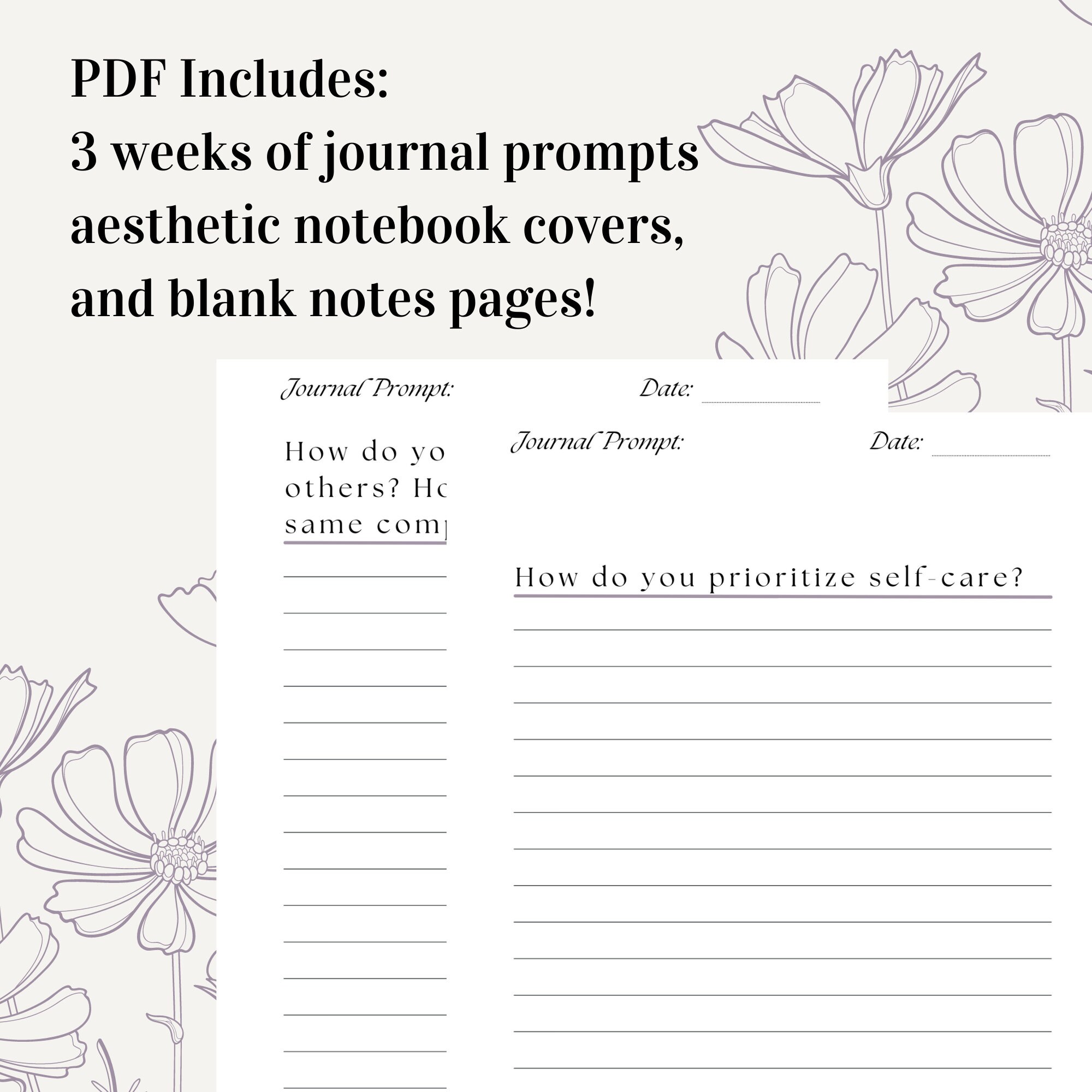 Mental Health Journaling - Self Care Writing Prompts - Digital ...