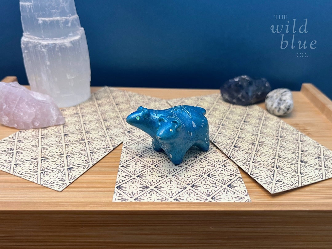 Water Element Bear Polymer Clay Animal Sculpture Altar Decor Talismanic ...