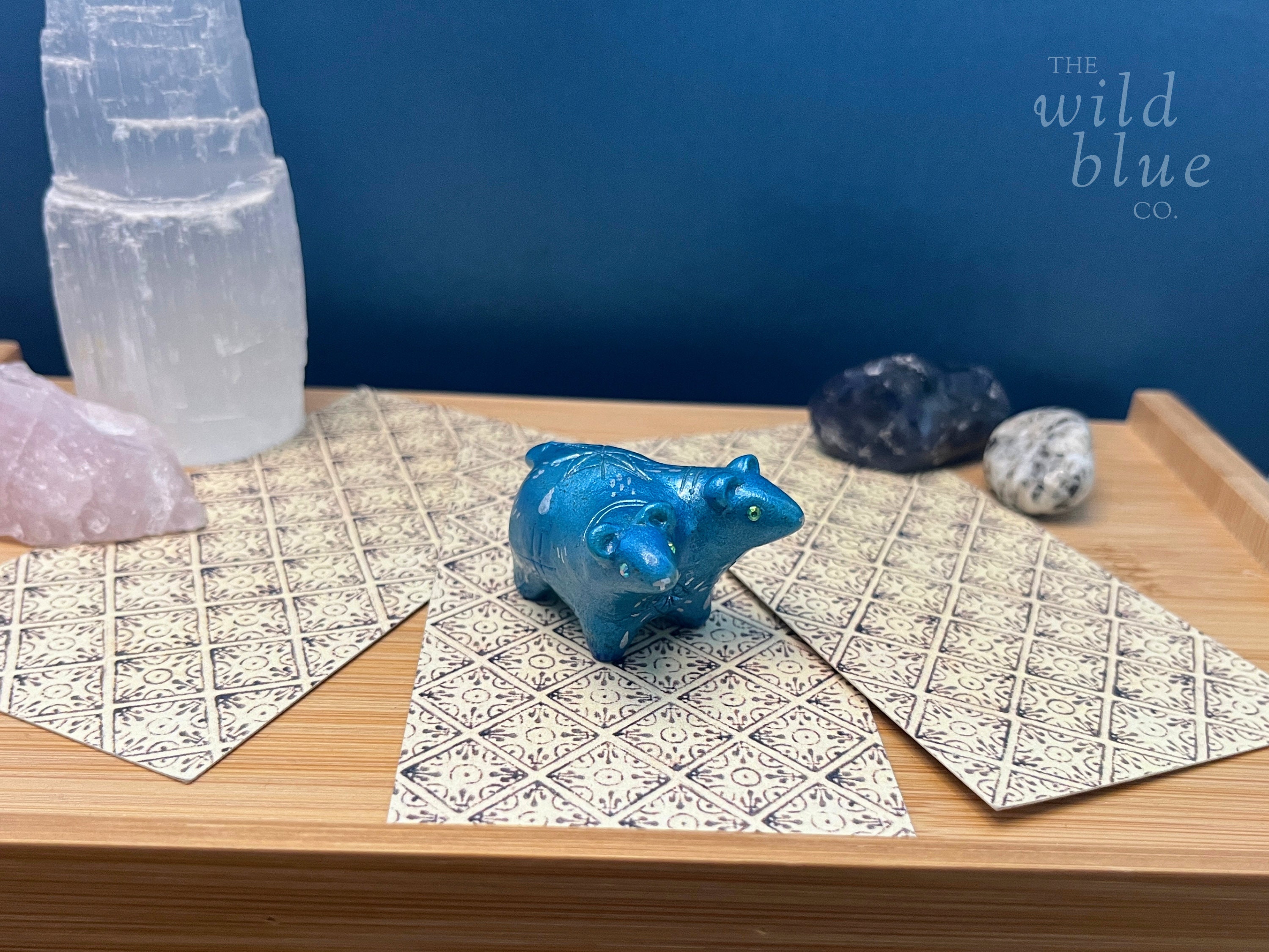 Water Element Bear Polymer Clay Animal Sculpture Altar Decor Talismanic ...