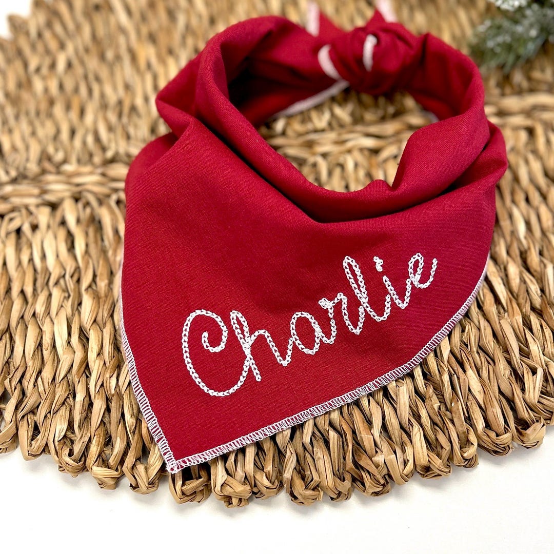 Personalized Dog Bandana: Chain Stitch Embroidery, Valentine's Day Gift ...