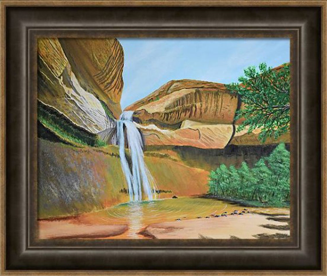Waterfall Print, Red Rock Art, Cliff Art, Waterfall Art, Calf Creek ...
