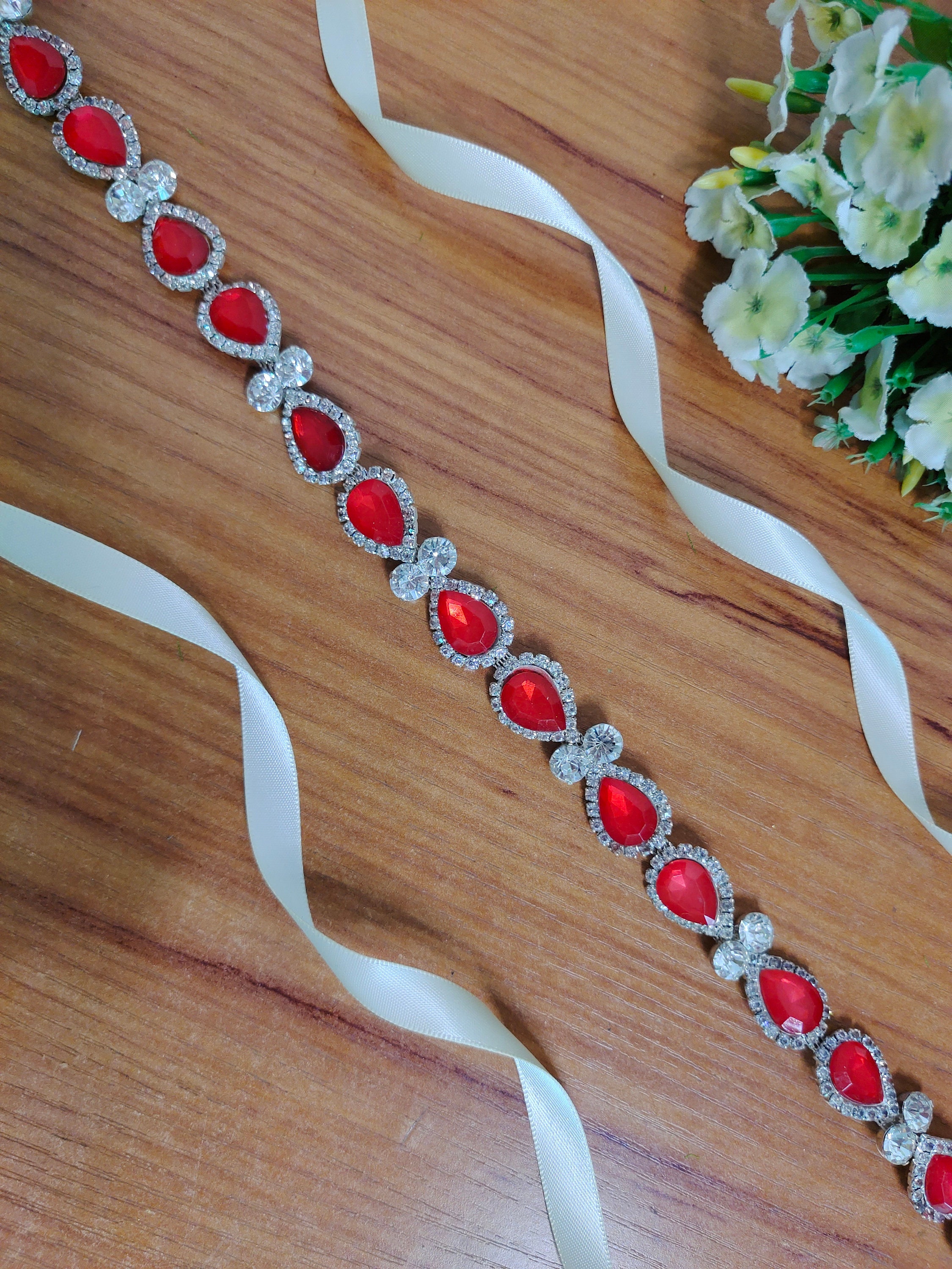 Red Wedding Beltcrystal Rhinestone Sash Beltbridal - Etsy