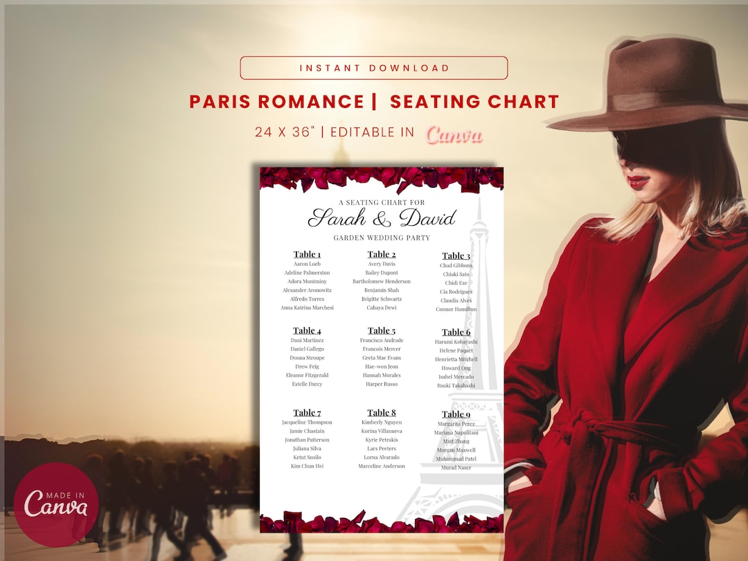 Wedding Seating Chart | Paris Romance Reception Seating Sign ...