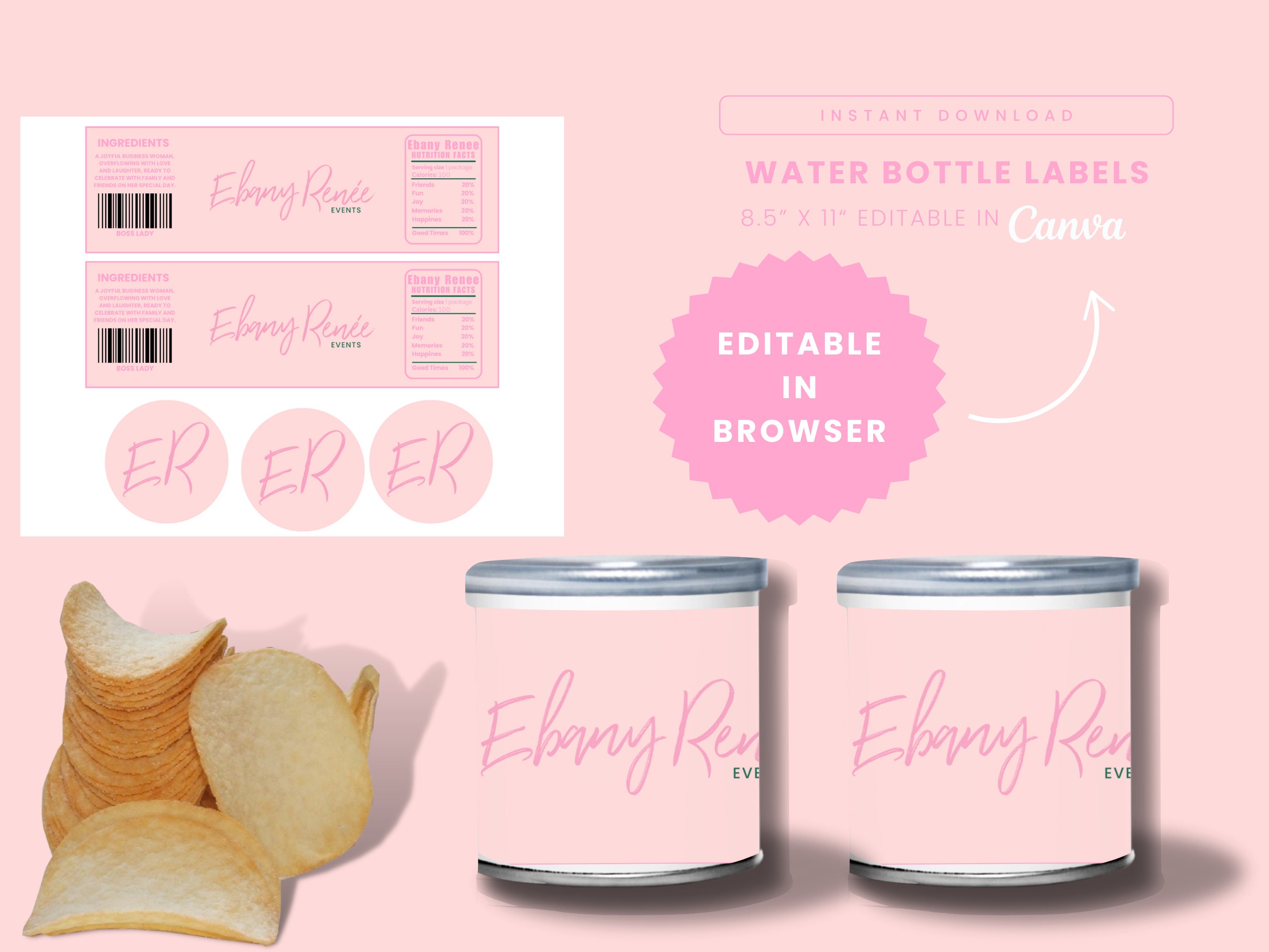 Customizable Chip Label Template Party Wedding Favor Gifts - Etsy