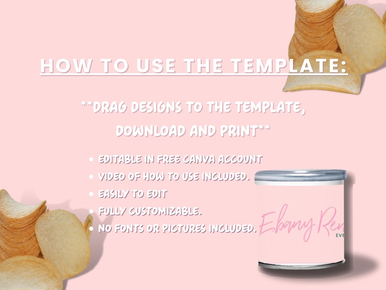 Customizable Chip Label Template Party Wedding Favor Gifts - Etsy