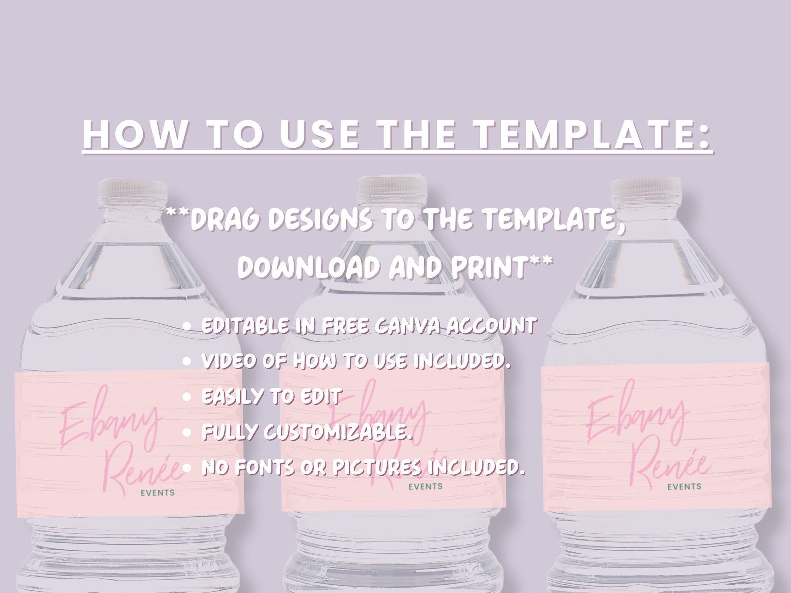 Printable Water Bottle Label Template, Water Bottle Labels, Blank Water ...