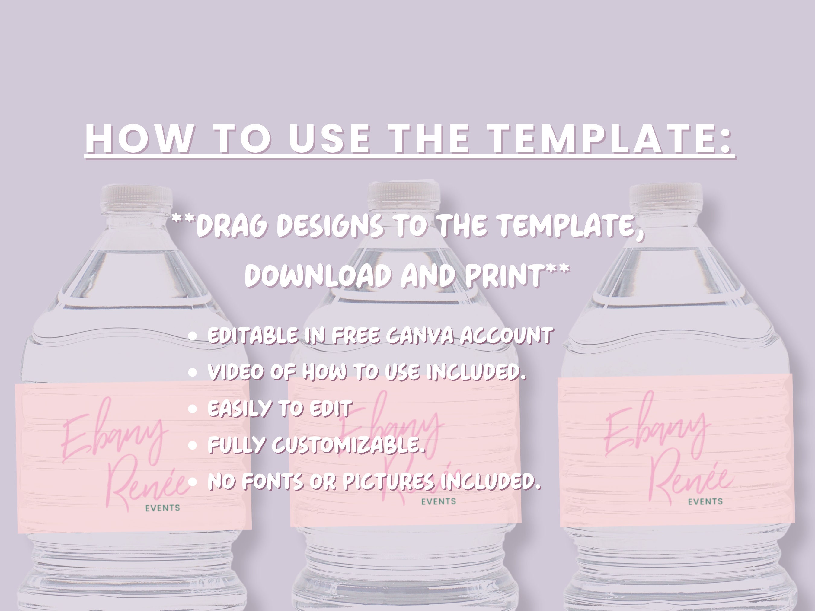 Printable Water Bottle Label Template, Water Bottle Labels, Blank Water ...