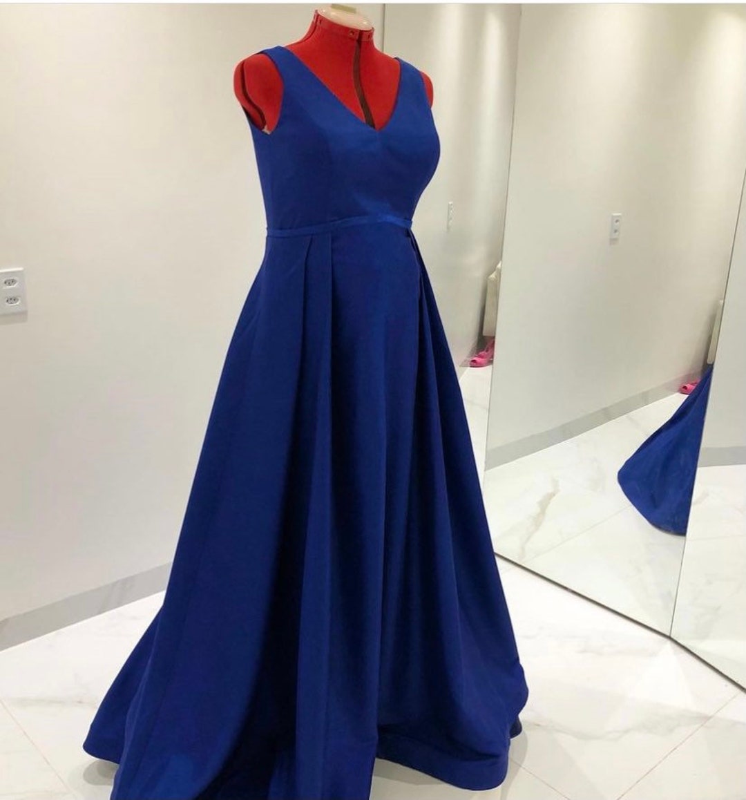 Royal Blue Maxi Dress for Formal Events V Neck Sleeveless - Etsy