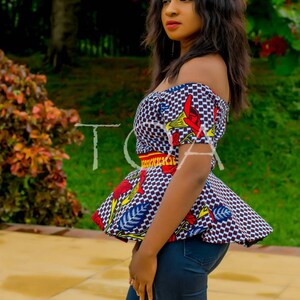 The Tunis Ankara Peplum Top African Print Tops Ankara Tops - Etsy
