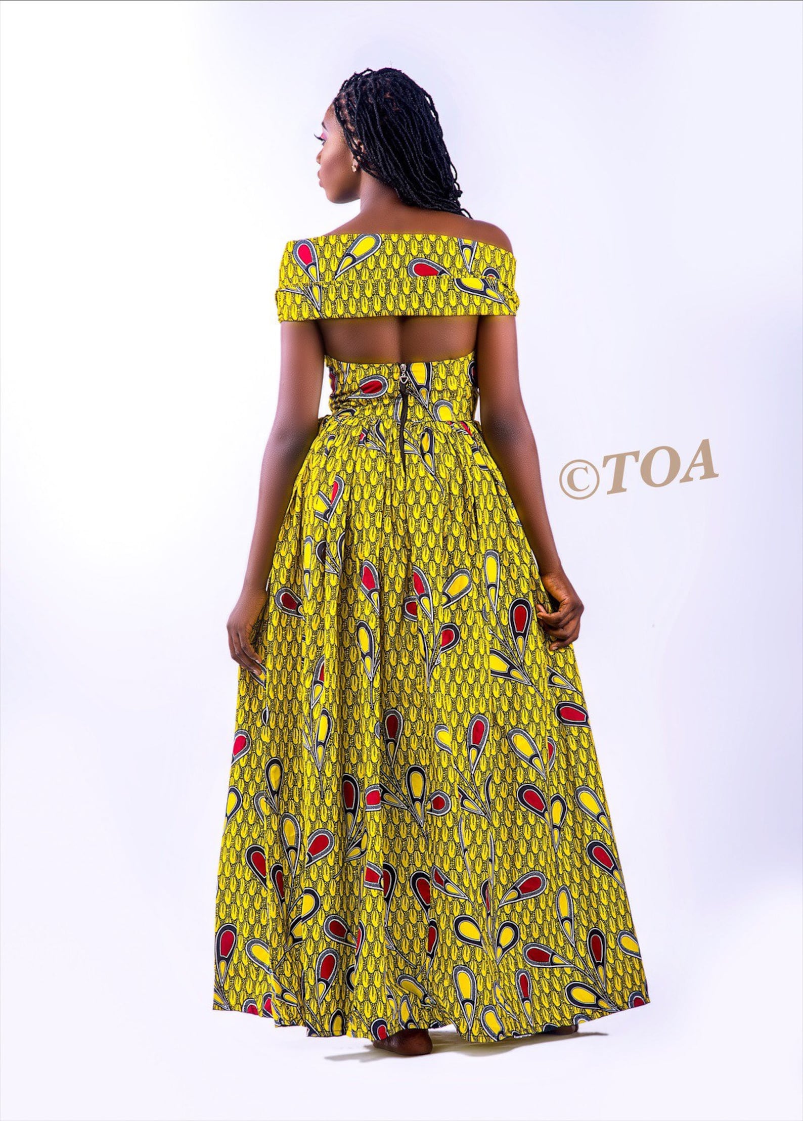 Stylish Ankara Dress off Shoulder Open Back Dress Ankara | Etsy