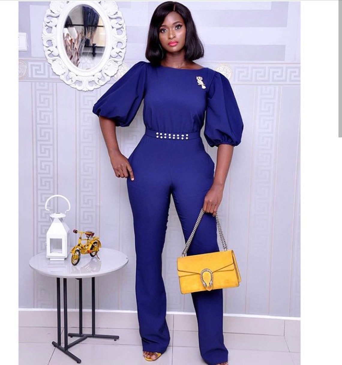 Puff Sleeves Jumpsuit Womens Jumpsuit Business Casual - Etsy