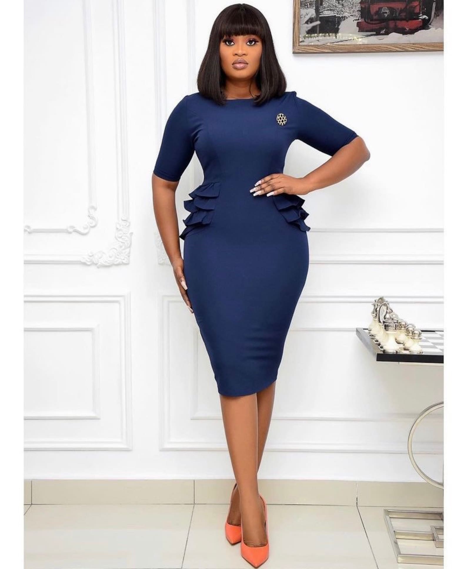 Chic MIDI Dress Black Midi Dress Body Fit Dress for Women - Etsy