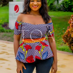 The Tunis Ankara Peplum Top African Print Tops Ankara Tops - Etsy
