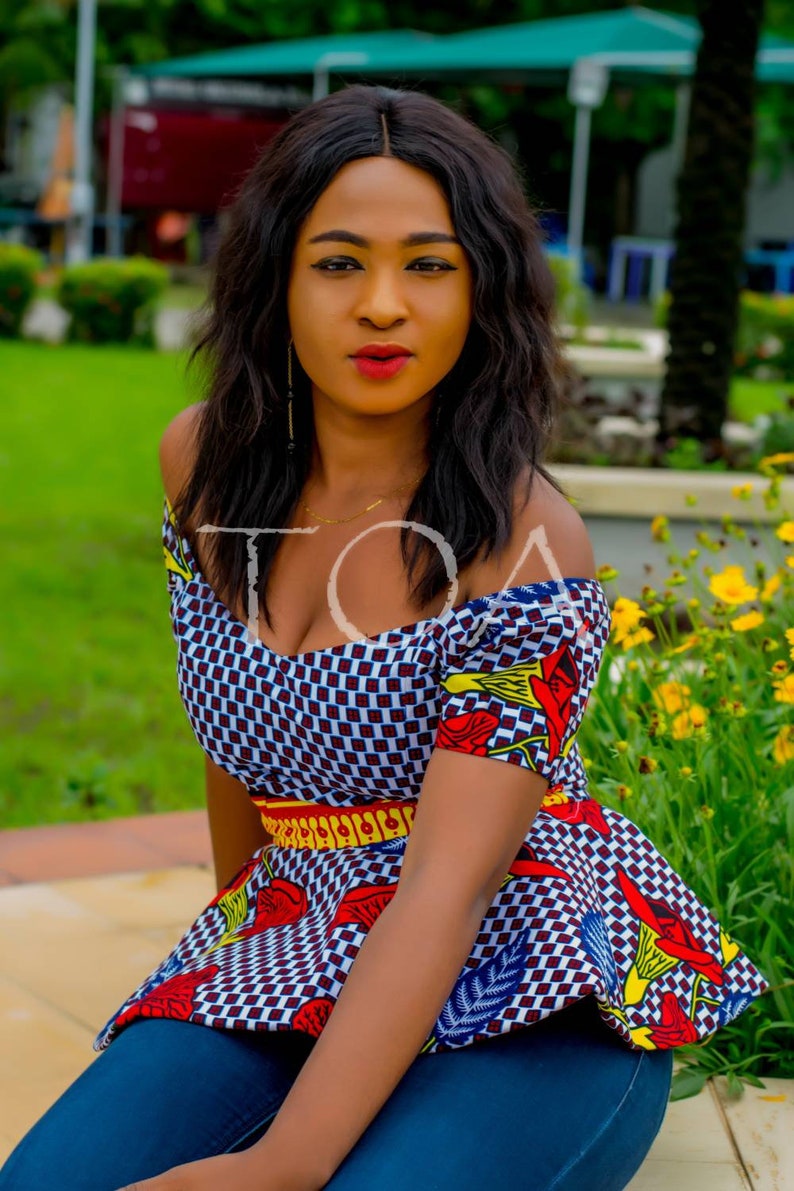 The Tunis Ankara Peplum Top African Print Tops Ankara Tops Etsy