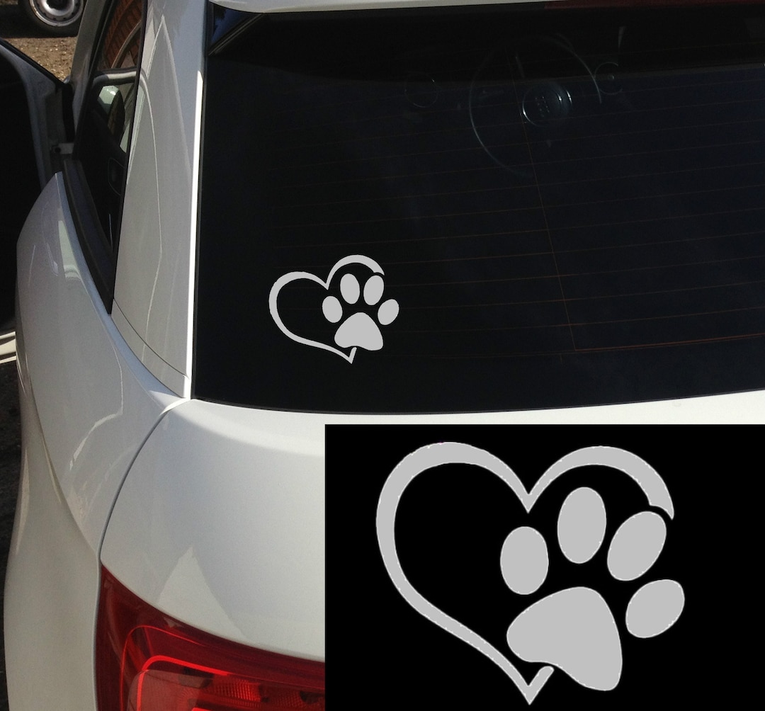 DOG CAT Paw Print Reflective Car Window Sticker Bumper Sticker ...