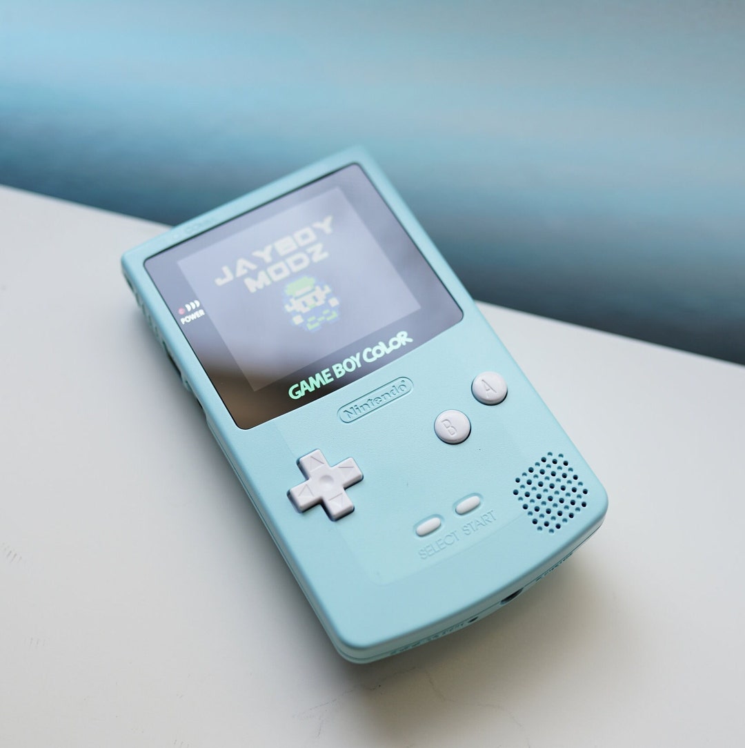 XL Gameboy Color! Aqua Blue Shell W/ Light up Logo Screen - Etsy