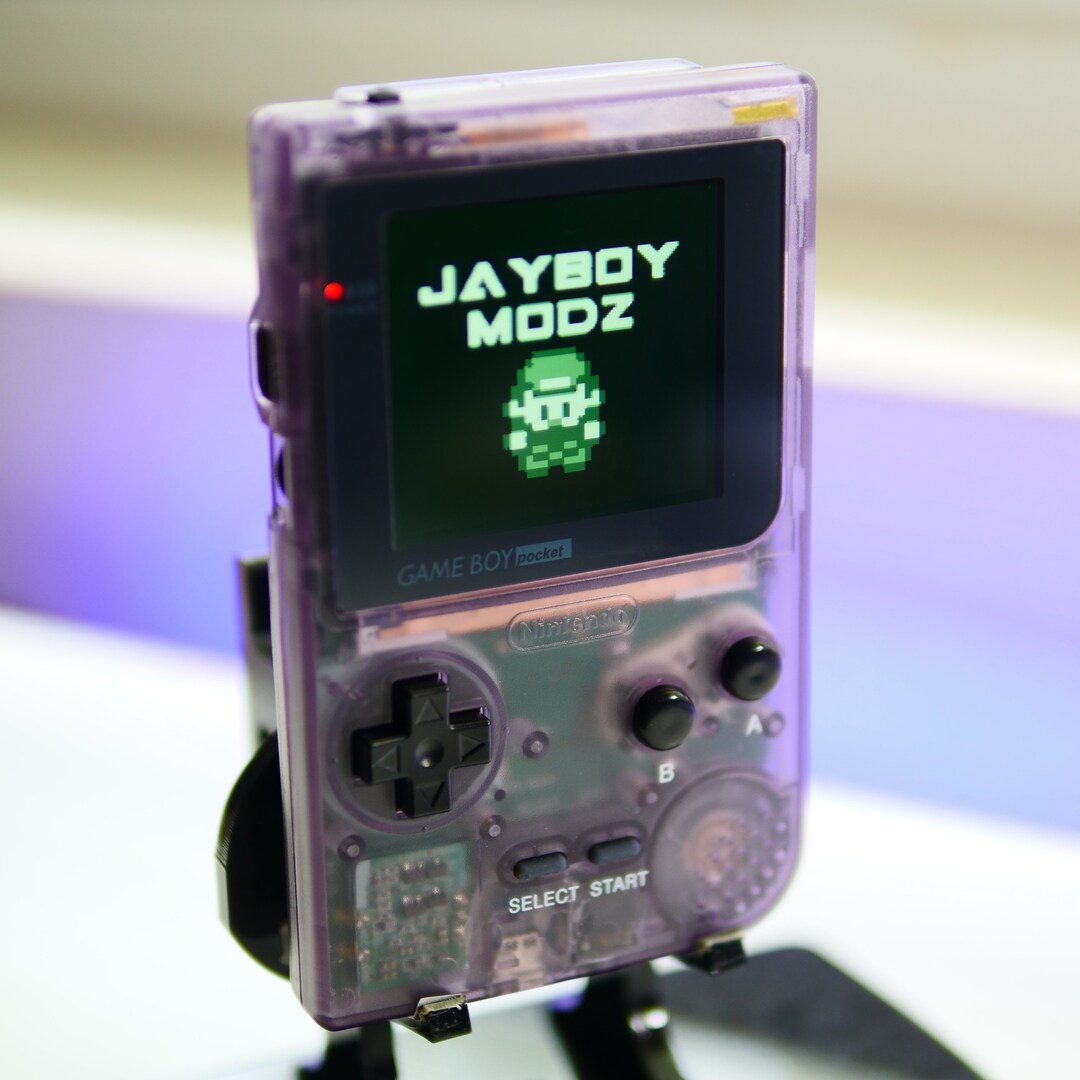 ATOMIC PURPLE Gameboy Pocket! Backlit Rechargeable Mod! Please Read ...