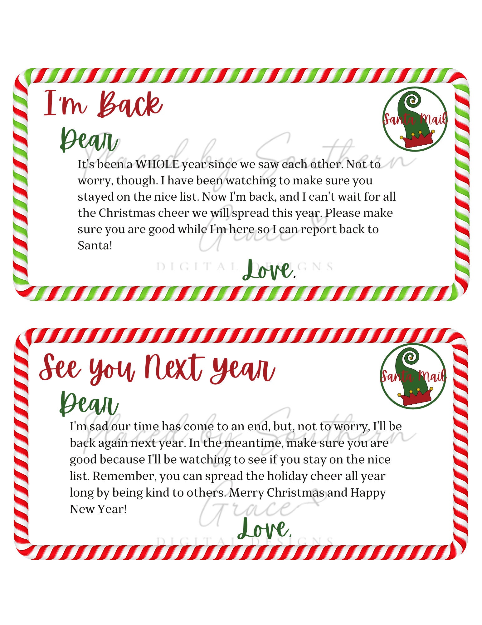 Elf Printable Letter Bundle Hello/goodbye Letter, Nice/naughty Letter ...