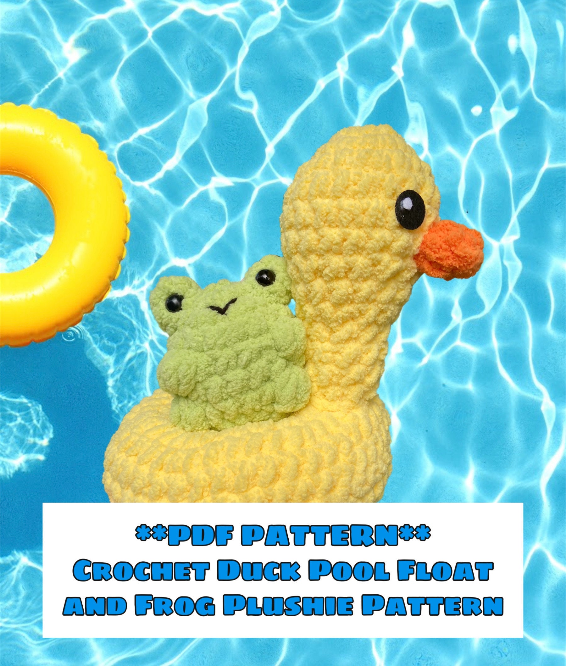 Crochet Duck Pool Float and Frog Plushie CROCHET PATTERN | Etsy