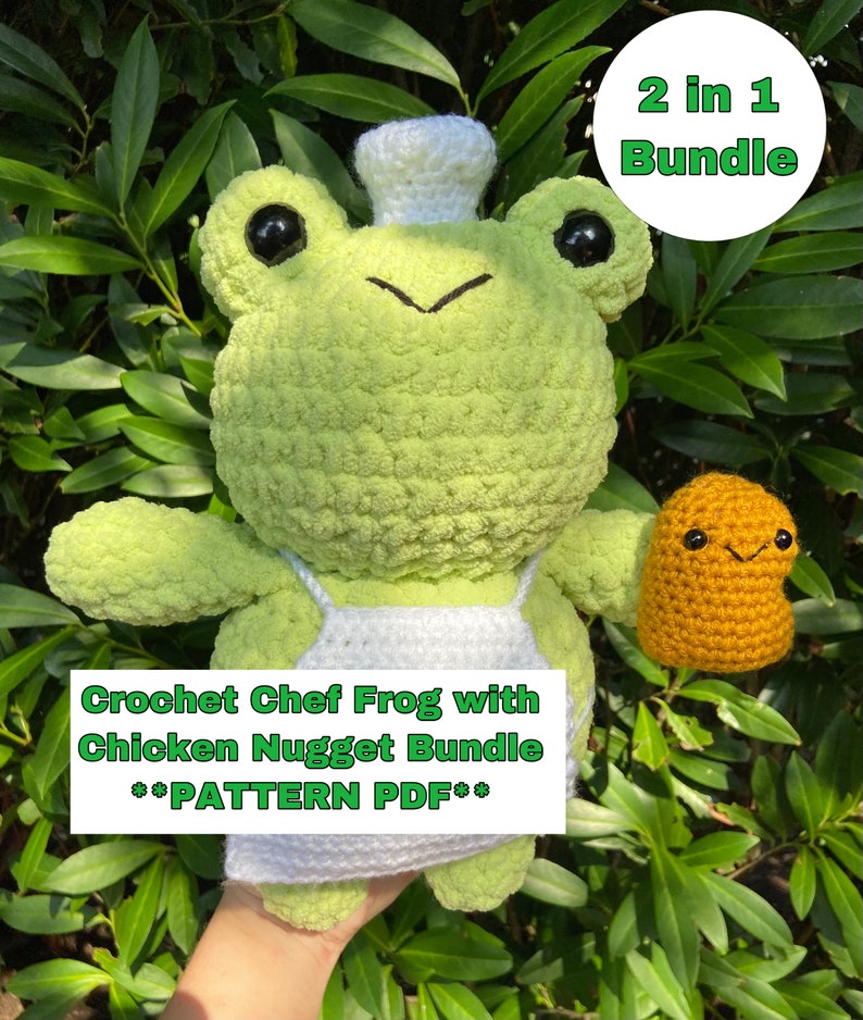 Crochet Chef Frog With Chicken Nugget **2 in 1 PATTERN PDF BUNDLE** - Etsy