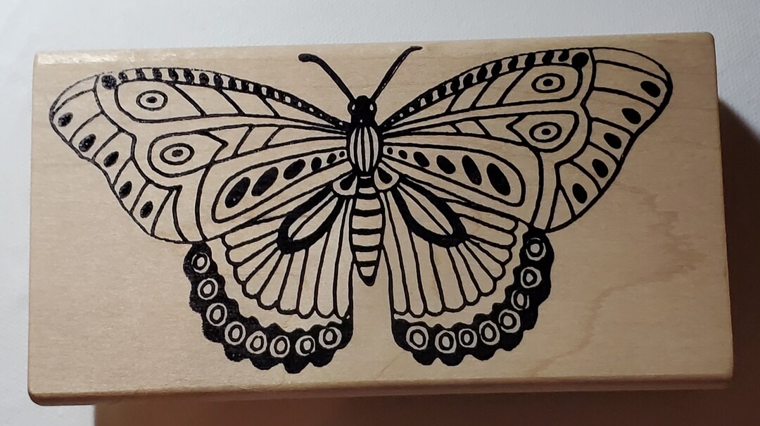New Magenta Wood Mounted Rubber Stamp Butterfly Card Making Junk ...