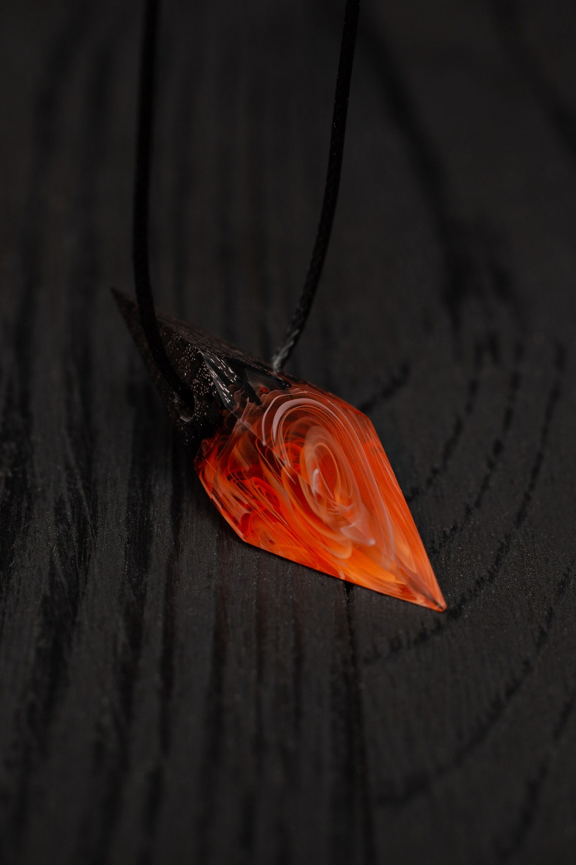 The Flame handmade wood and jewelry epoxy resin fire pendant | Etsy