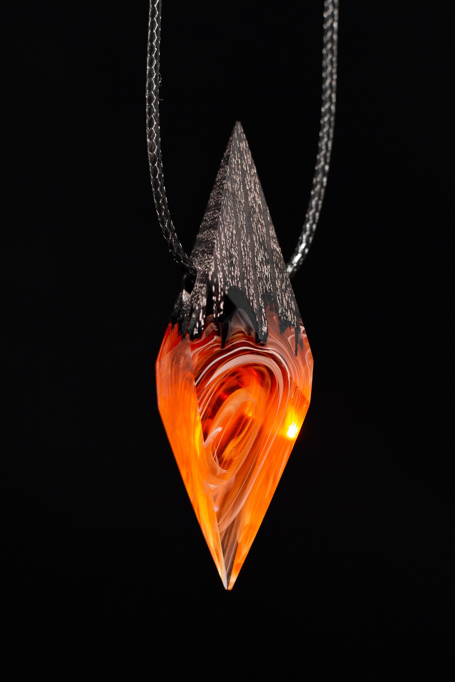 The Flame handmade wood and jewelry epoxy resin fire pendant | Etsy