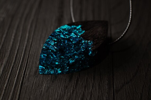 Shards of darkness handmade wood and jewelry epoxy pendant | Etsy