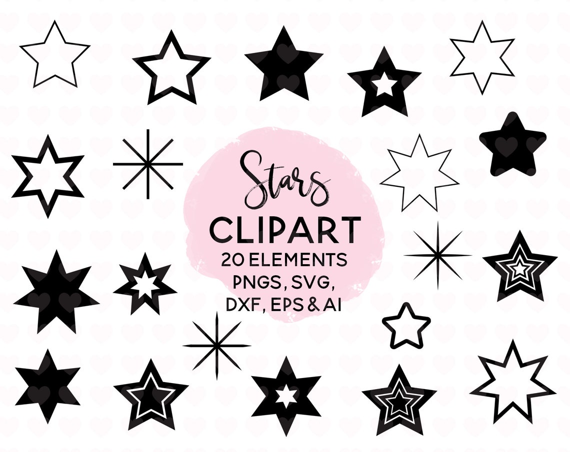 20 X Star Elements SVG & DXF Clipart Vector Stars SVG File Png File ...