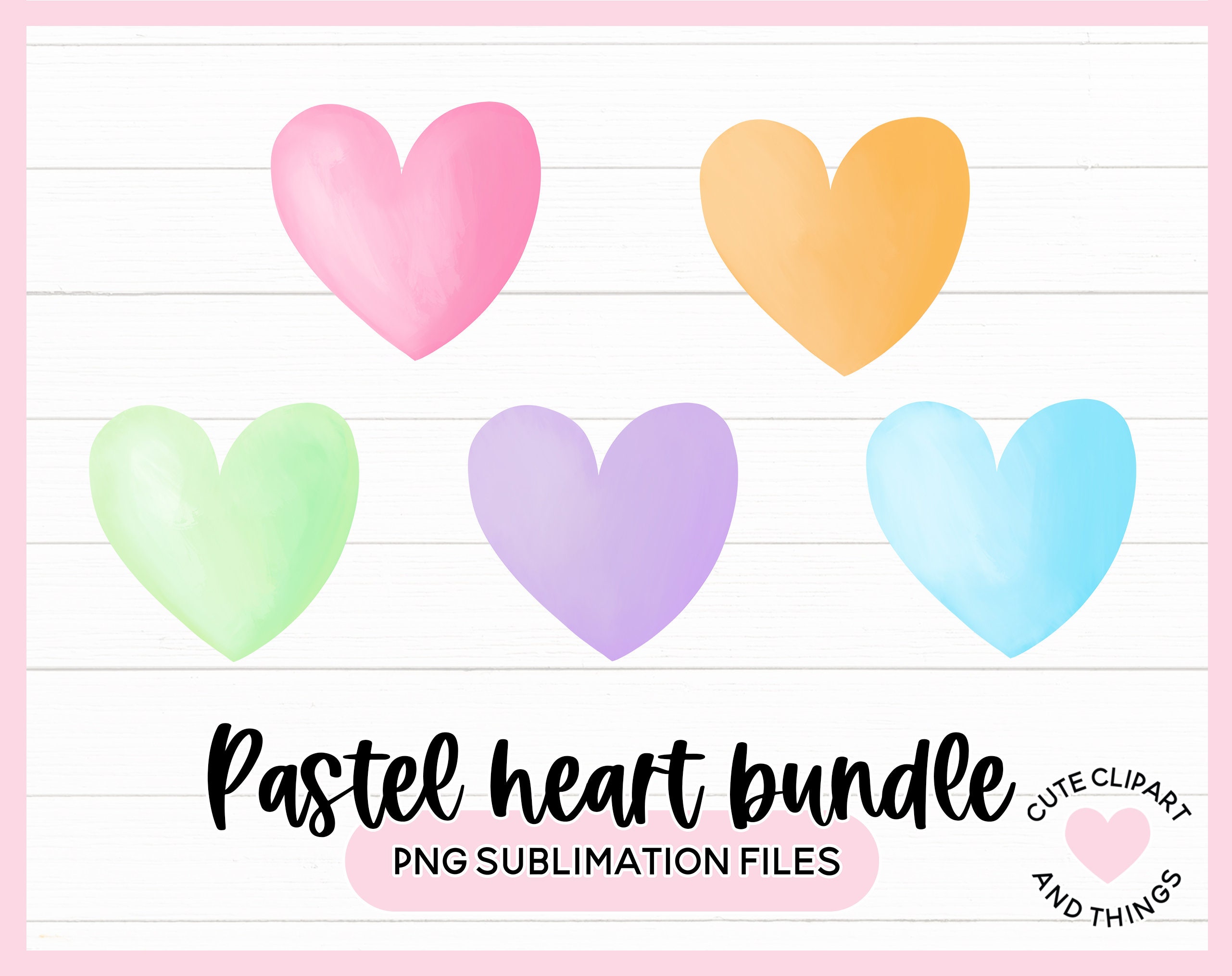 Pastel Heart Sublimation Bundles Cute Hearts Clipart Ombre - Etsy