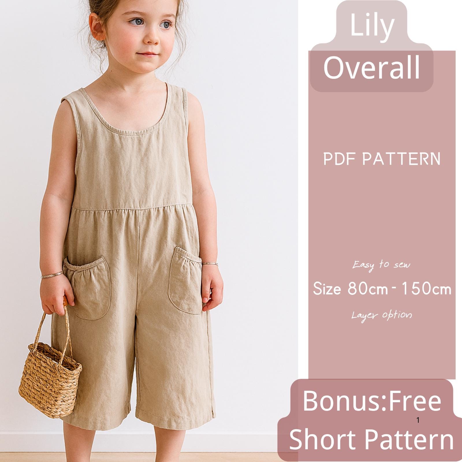 Kids Overalls Sewing Pattern, Overalls Pattern, Kids Pattern, Jumpsuit ...