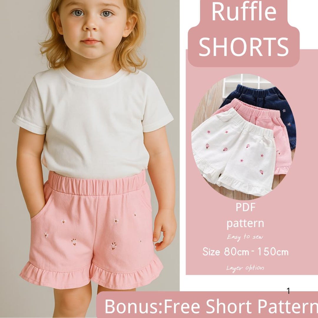 Girls Sewing Pattern With Written Instruction Girl Shorts Pattern Linen ...