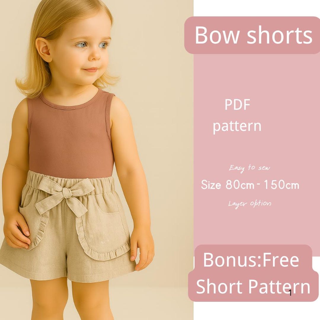 Girls Sewing Pattern With Written Instruction Girl Shorts Pattern Linen ...