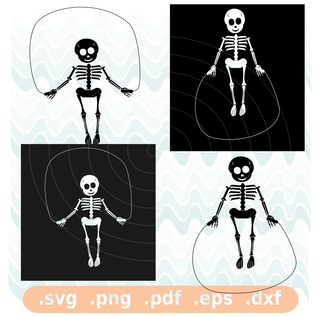Skeleton Jumping Rope Bundle / Skeleton Sporting / Halloween / Vector ...