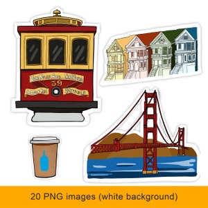 San Francisco Clip Art, Clipart, San Francisco Digital STICKERS Set ...