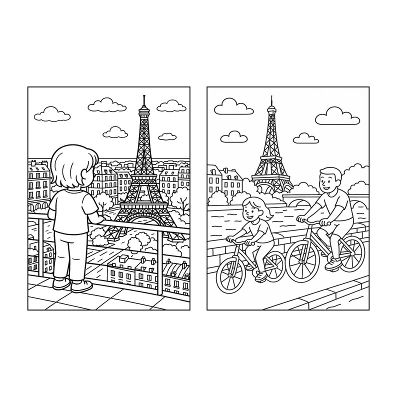 Paris Coloring Book for Kids | Ages 5-7 | Paris Landmarks, Eiffel Tower ...