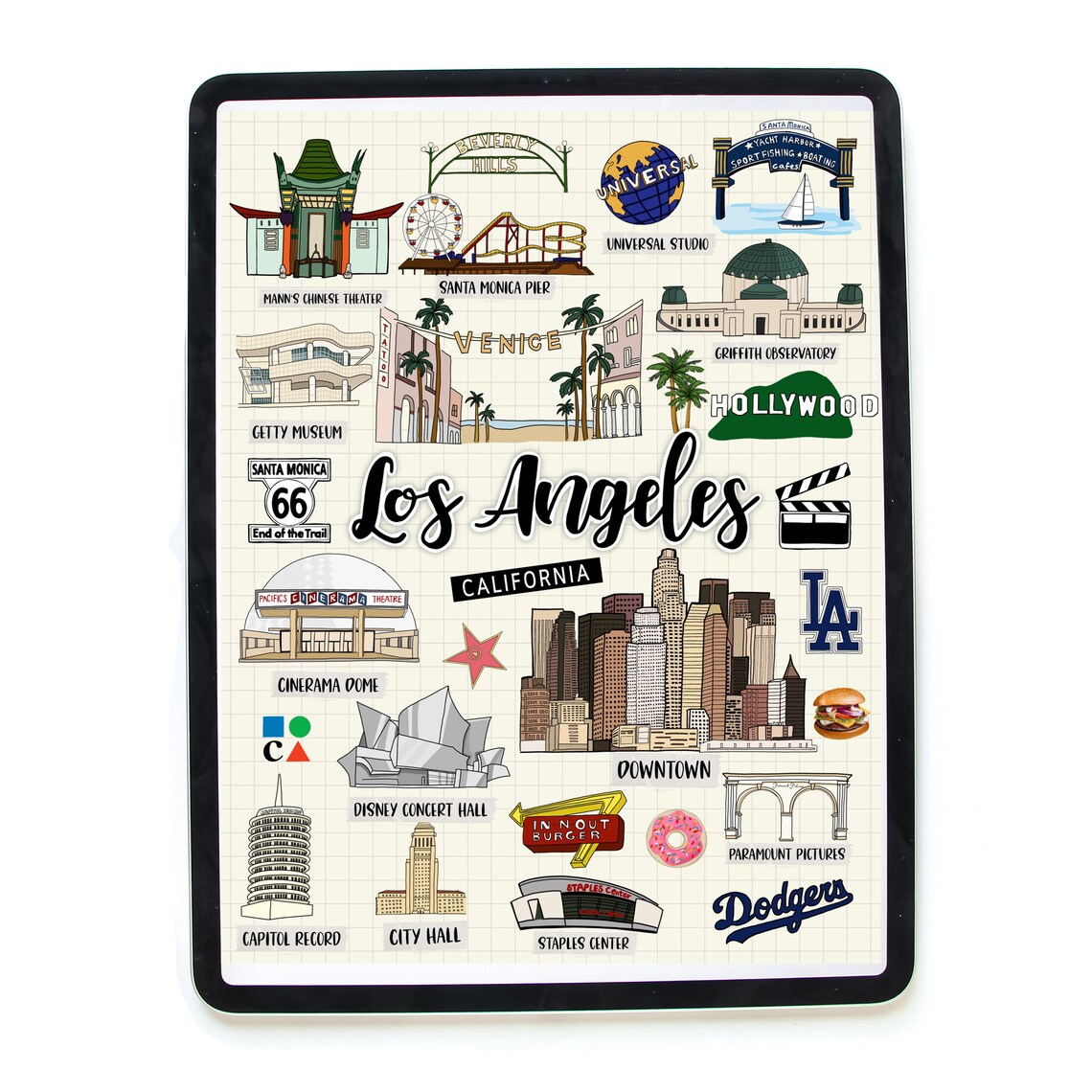 Los Angeles Digital STICKERS Set, Clip Art, Goodnotes Stickers, Digital ...