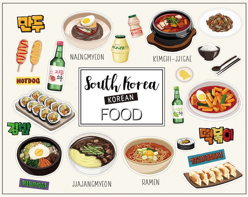 Korean Food Digital STICKERS Set Goodnotes Stickers Korean - Etsy