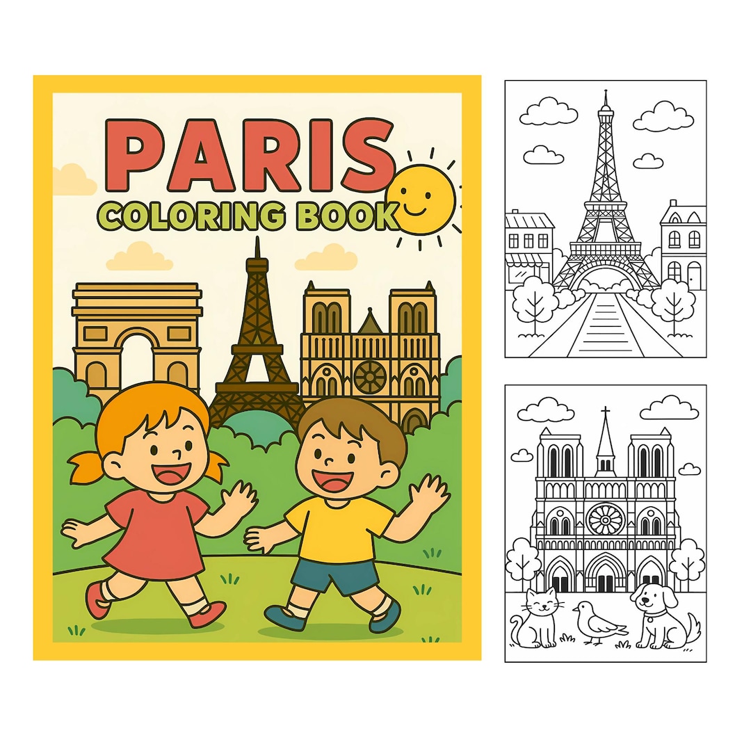 Paris Coloring Book for Kids | Ages 5-7 | Paris Landmarks, Eiffel Tower ...