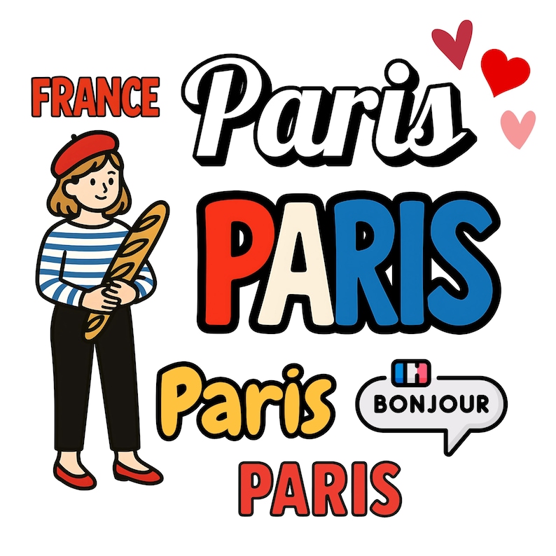Paris Clipart Printable – 52 Cute Paris Stickers PNG | Paris ...